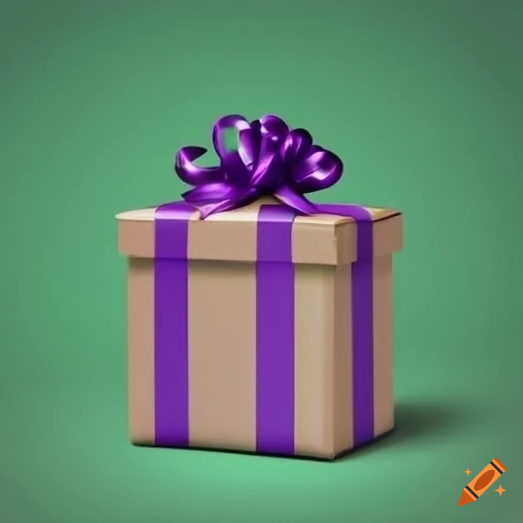 Purple gift box on green background