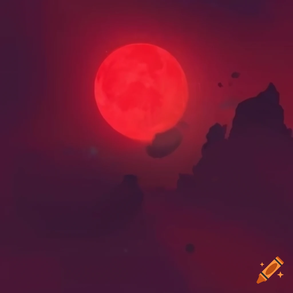 Red moon scifi backgrounds on Craiyon