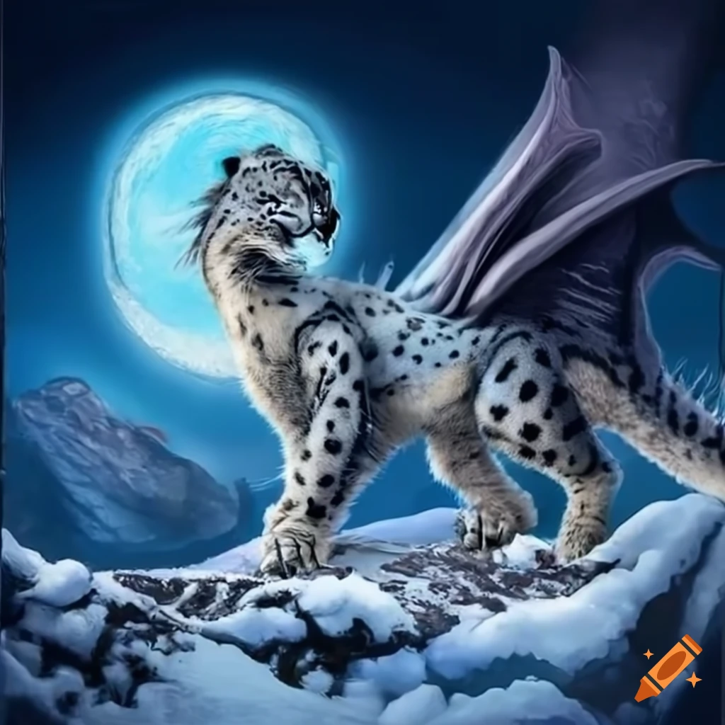 Snow leopard and snow dragon hybrid