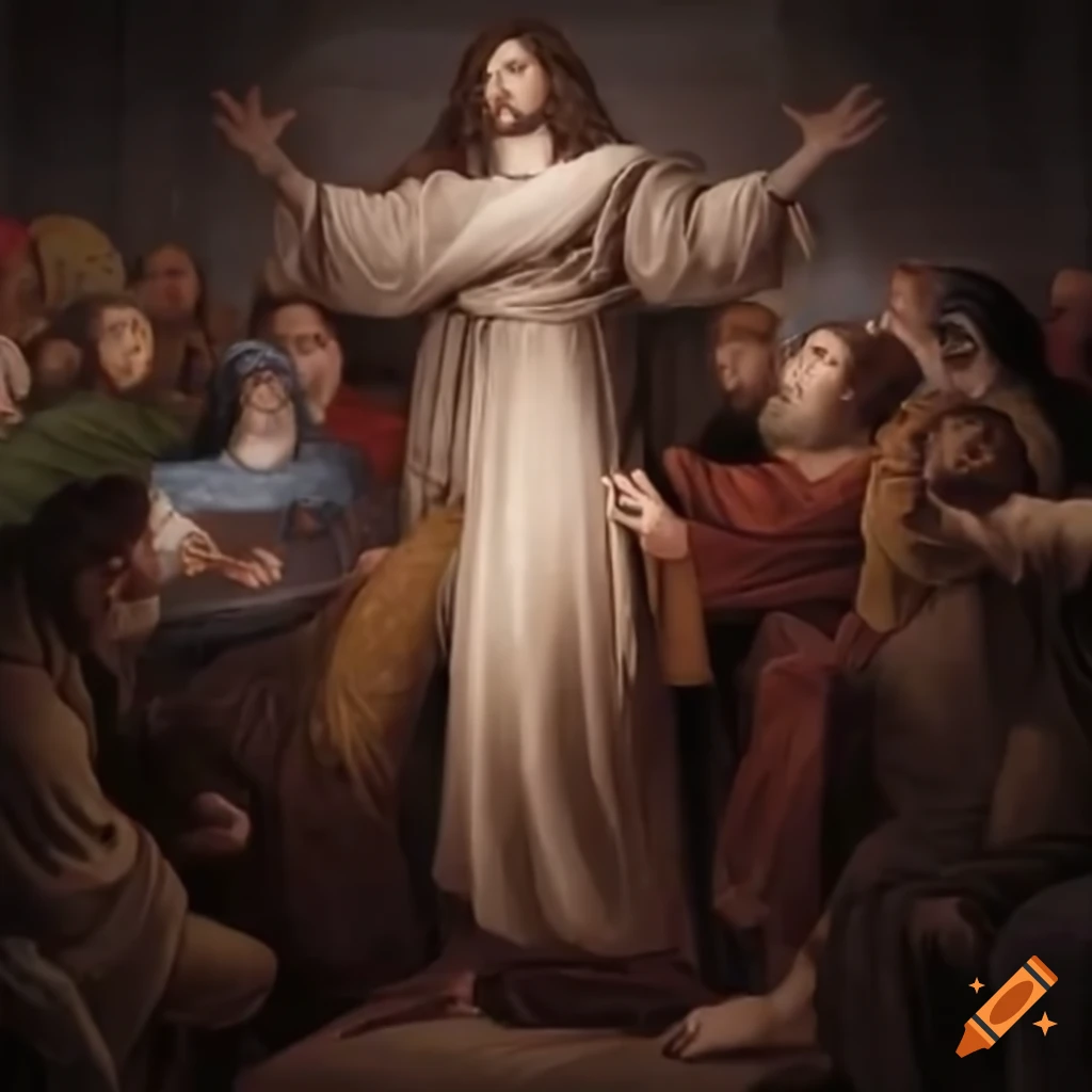 Depiction of jesus teaching from the bible