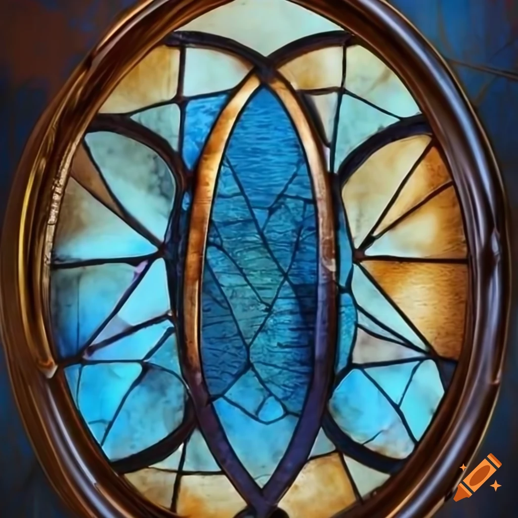 Stained glass window with bronze and gold tones on Craiyon