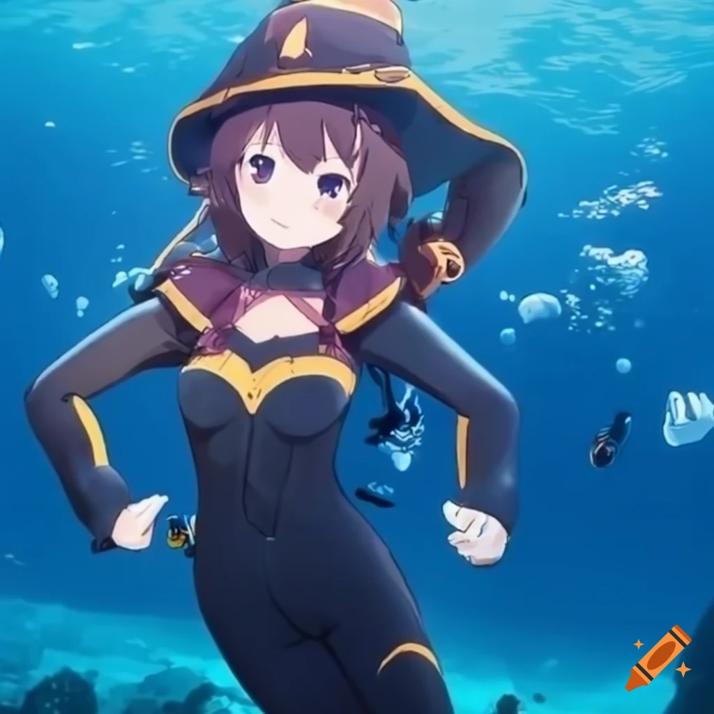 Image of megumin scuba diving underwater