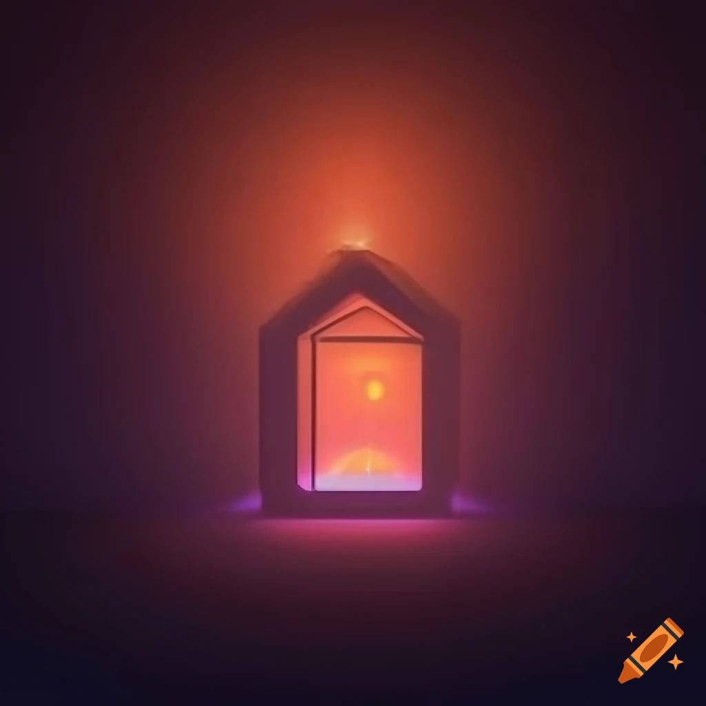 Glowing angelic lights surrounding a house outline on Craiyon