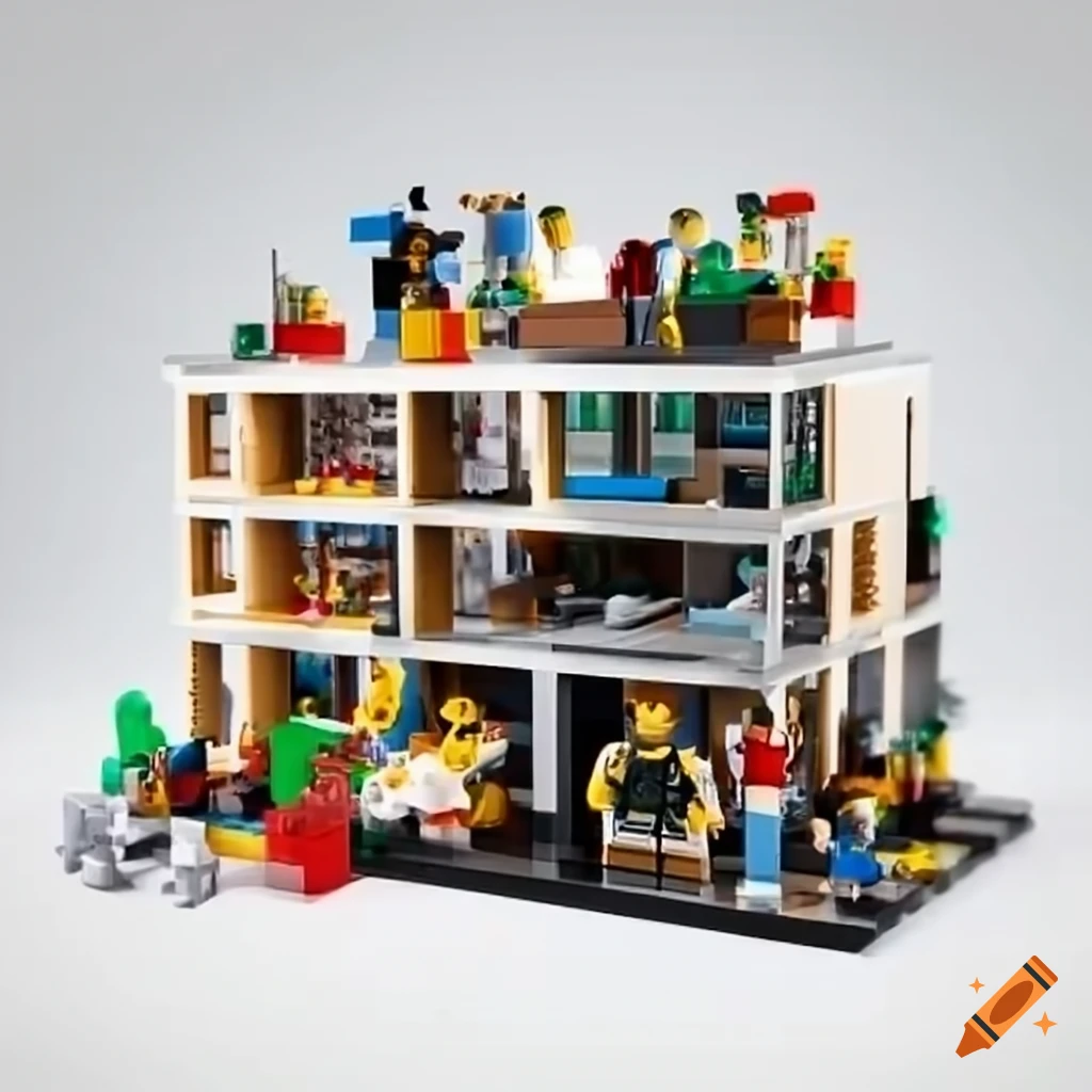 Lego office scene with people at work