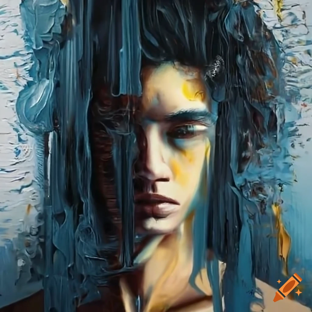 Artistic depiction of a man with shattering black hair