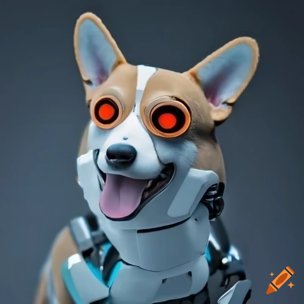 Image of a robotic cyber corgi dog on Craiyon