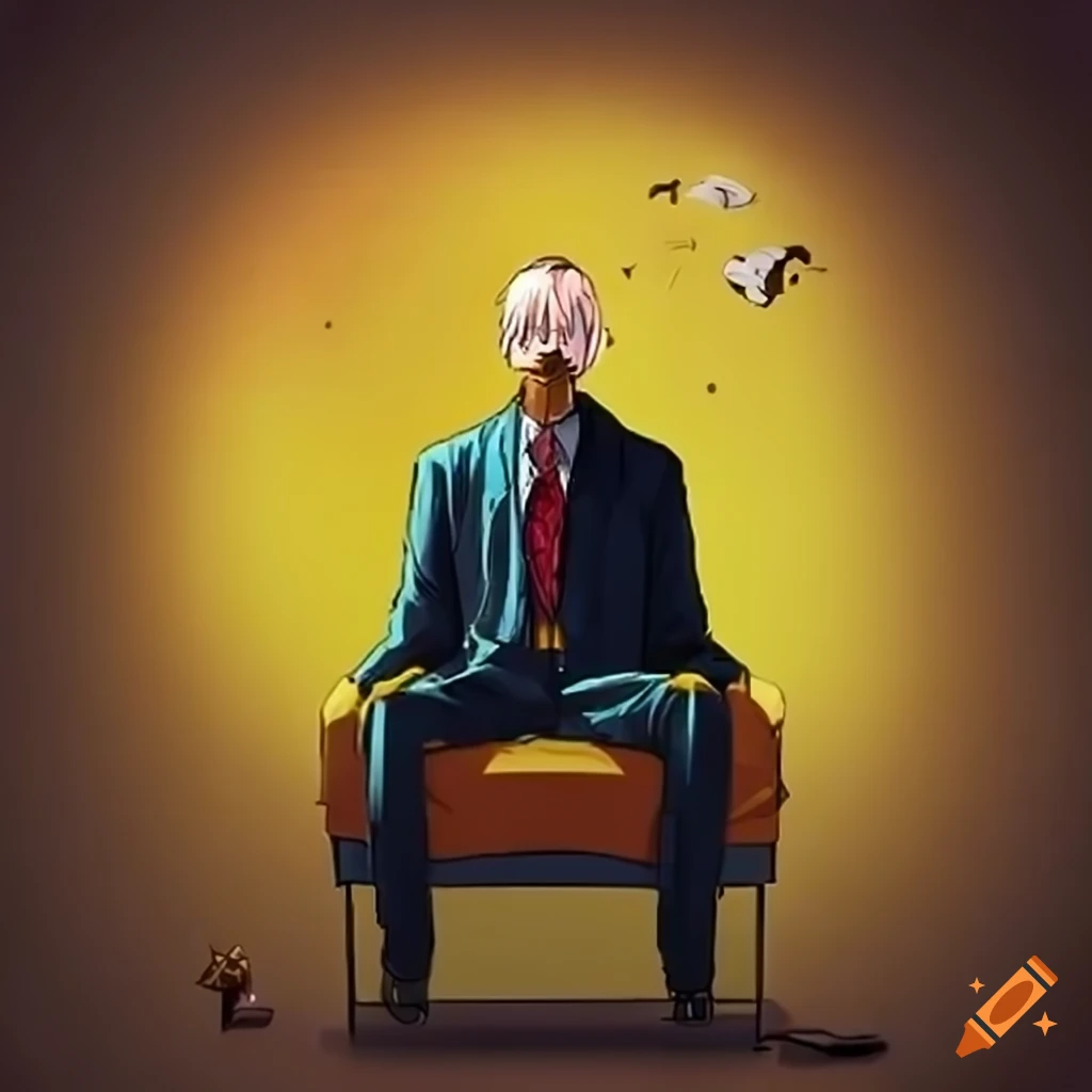 Anime-style yellow sofa inspired by breaking bad