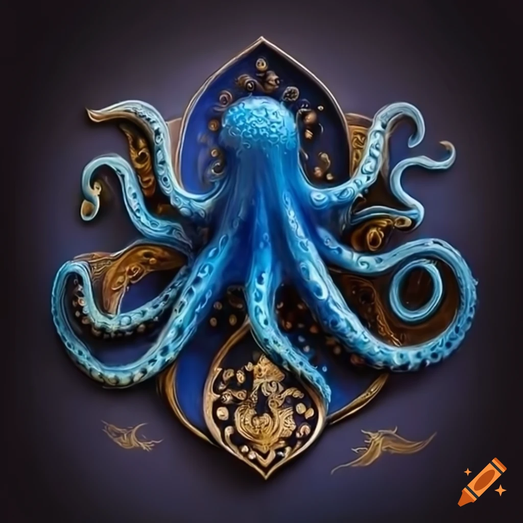 Blue octopus crest with hogwarts vibes
