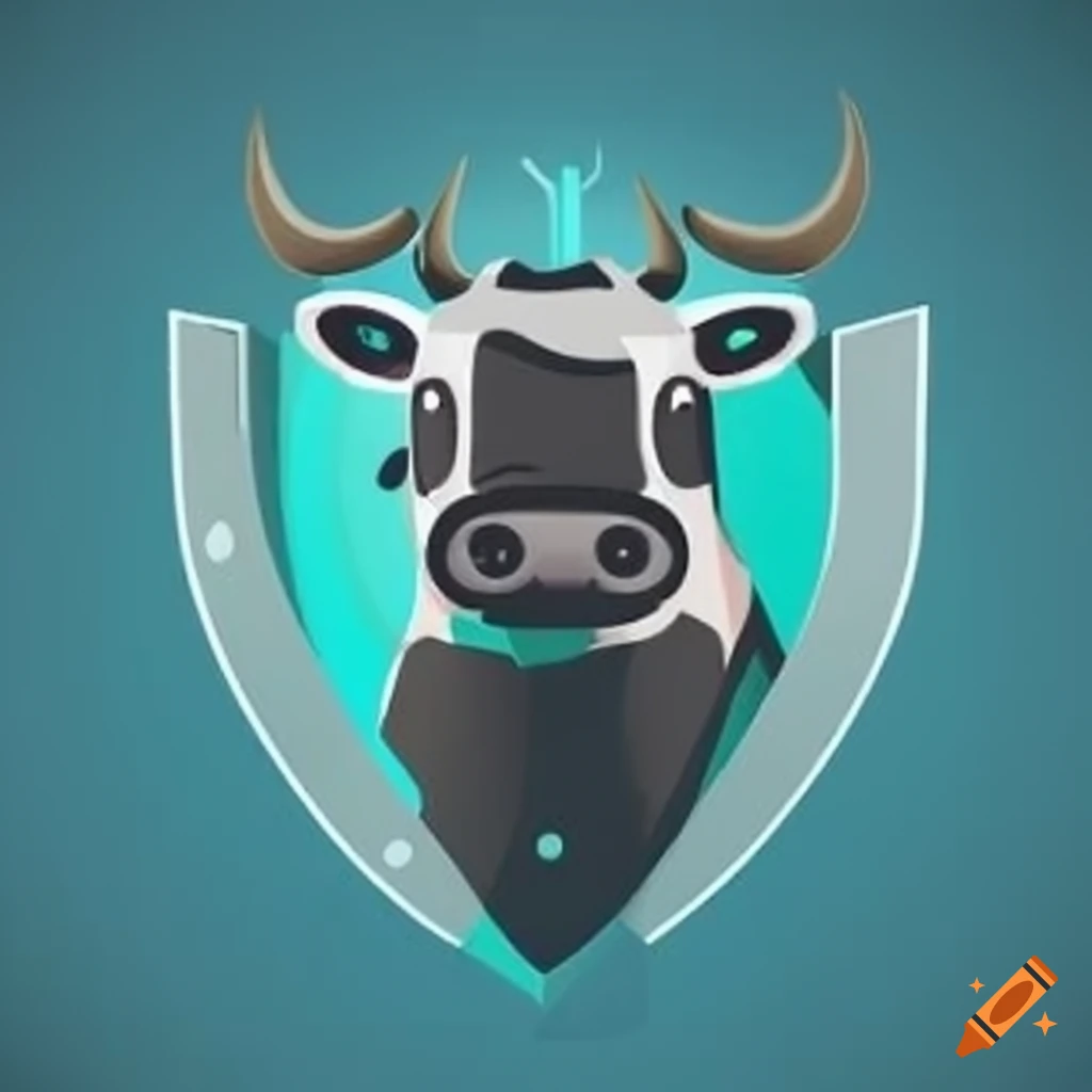 Cyber shield cow in blue and green colors