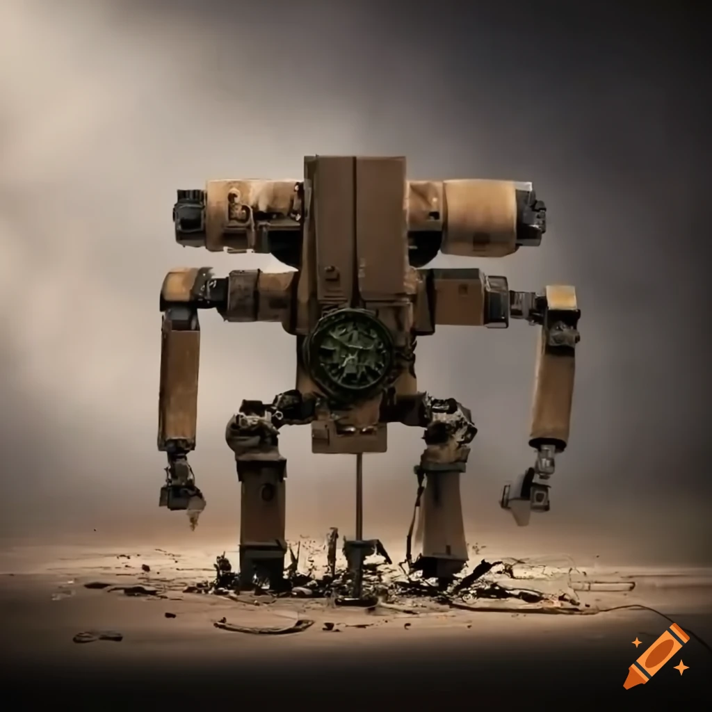 Cardboard robot with a cannon on Craiyon