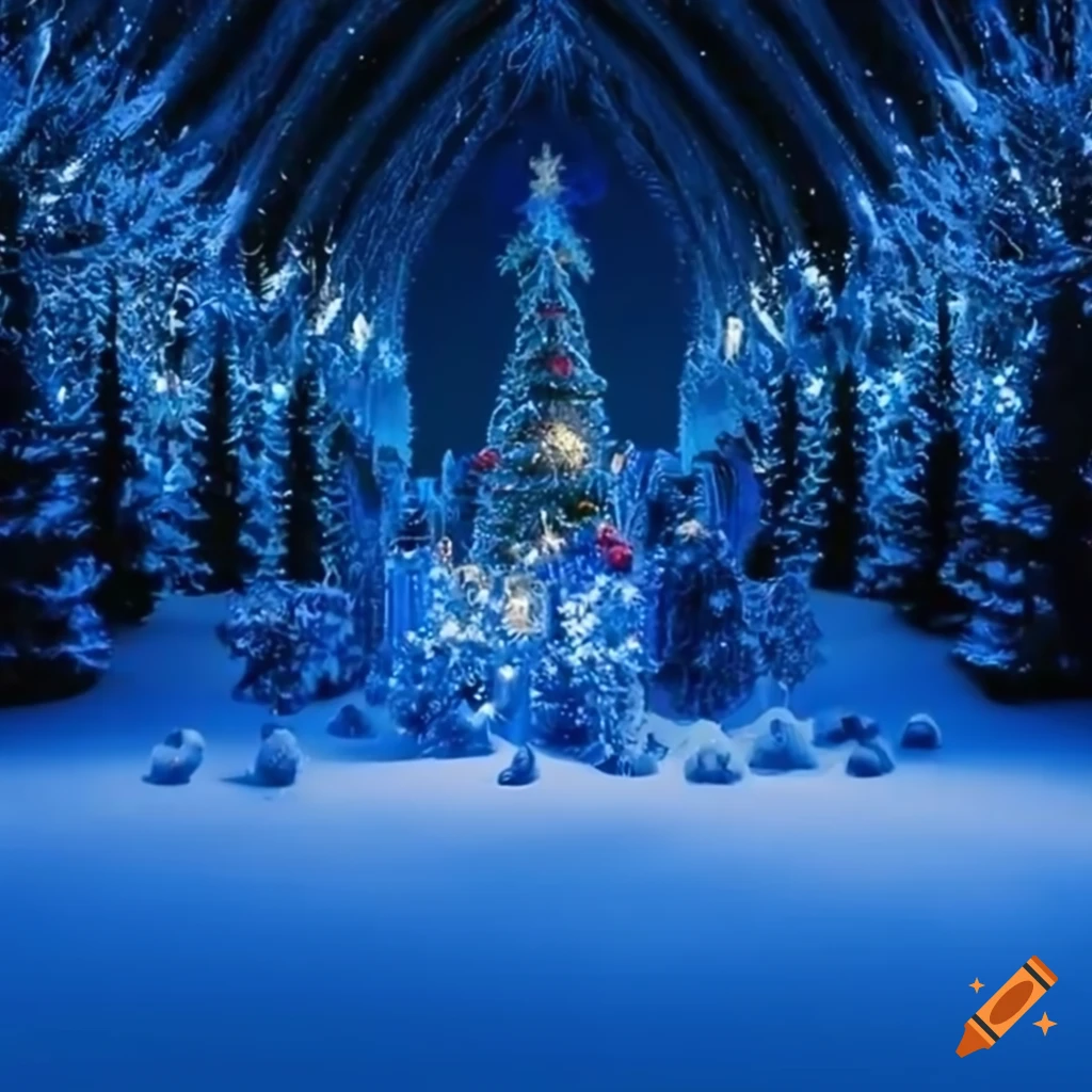 3d christmas scene with shining ornaments on Craiyon