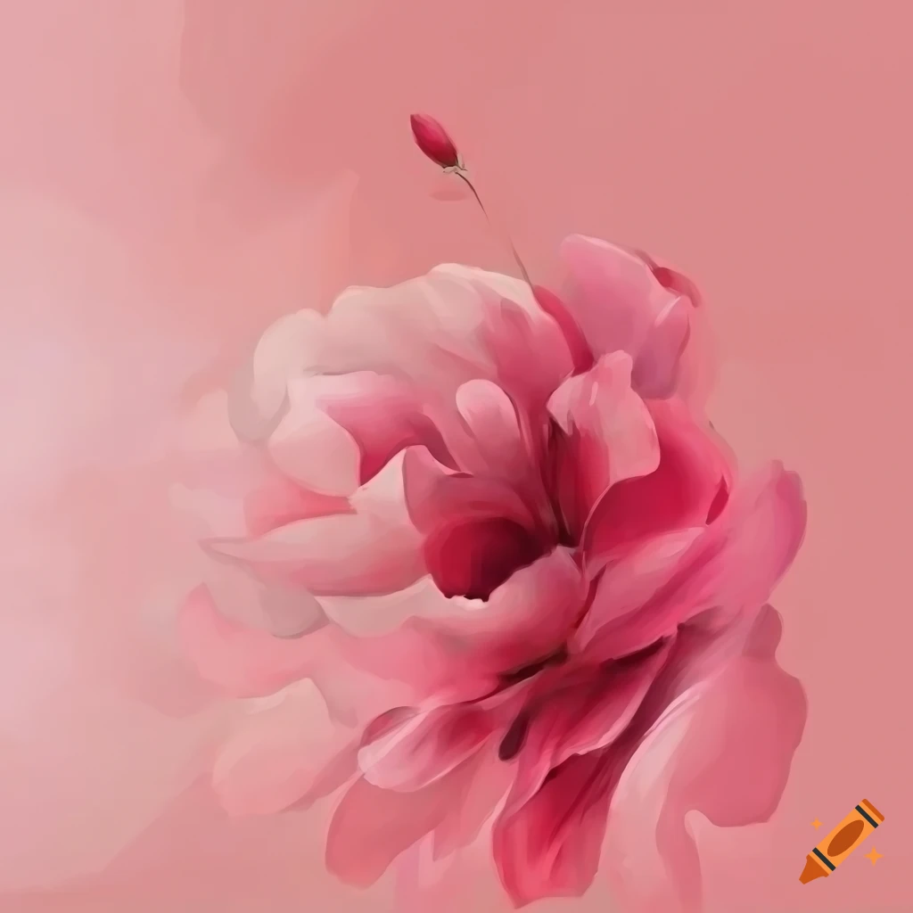Pink floral painting with simple background