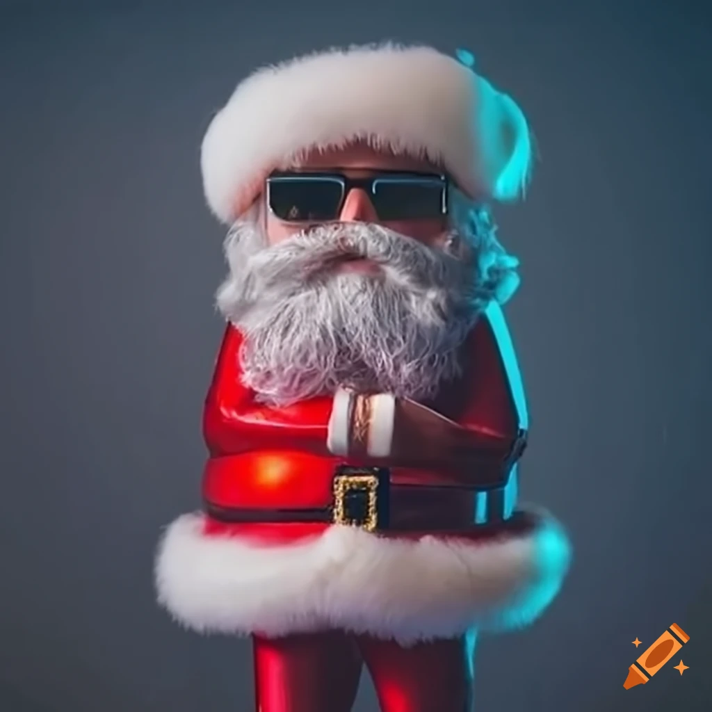 Image of a sad and blind santa claus with glasses and cane