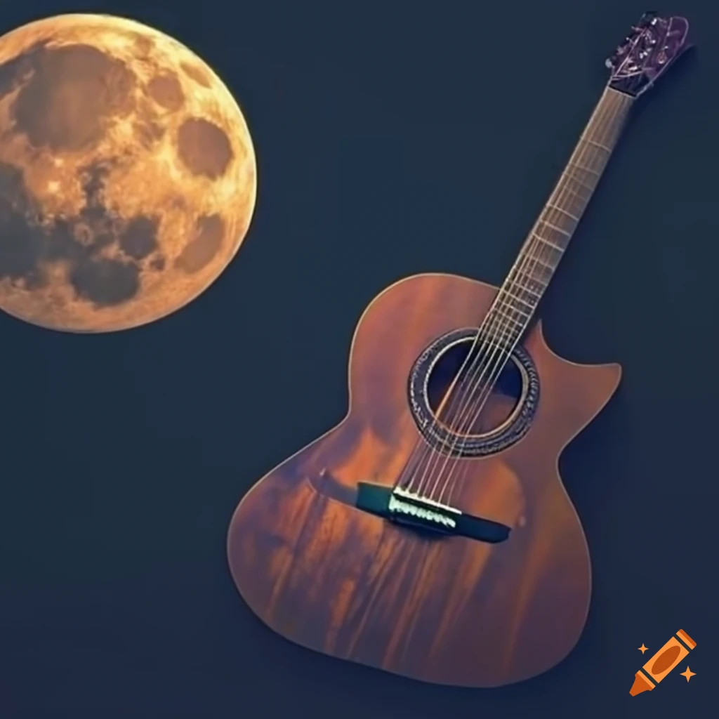 Moon with a guitar silhouette