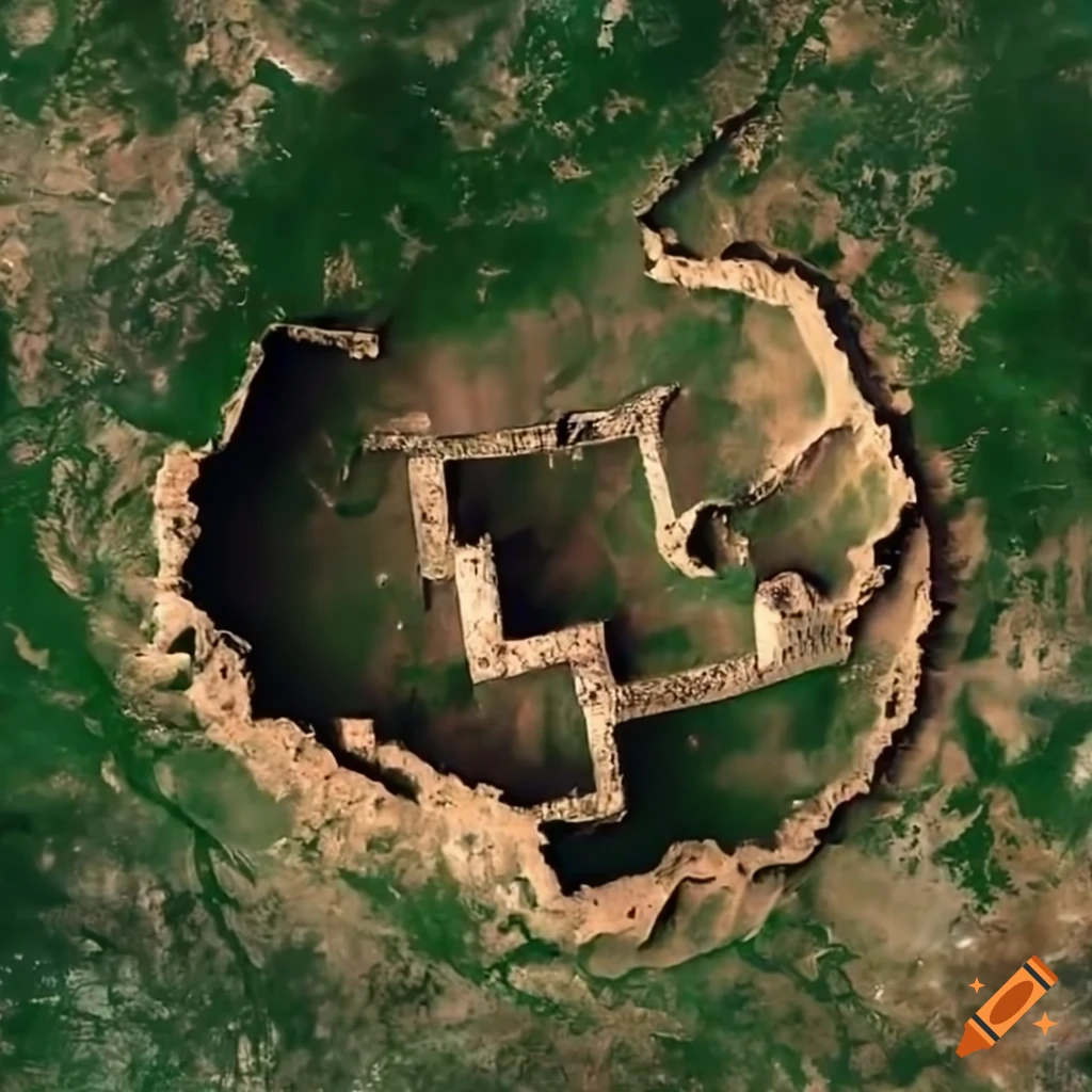 Satellite image of ancient village ruins