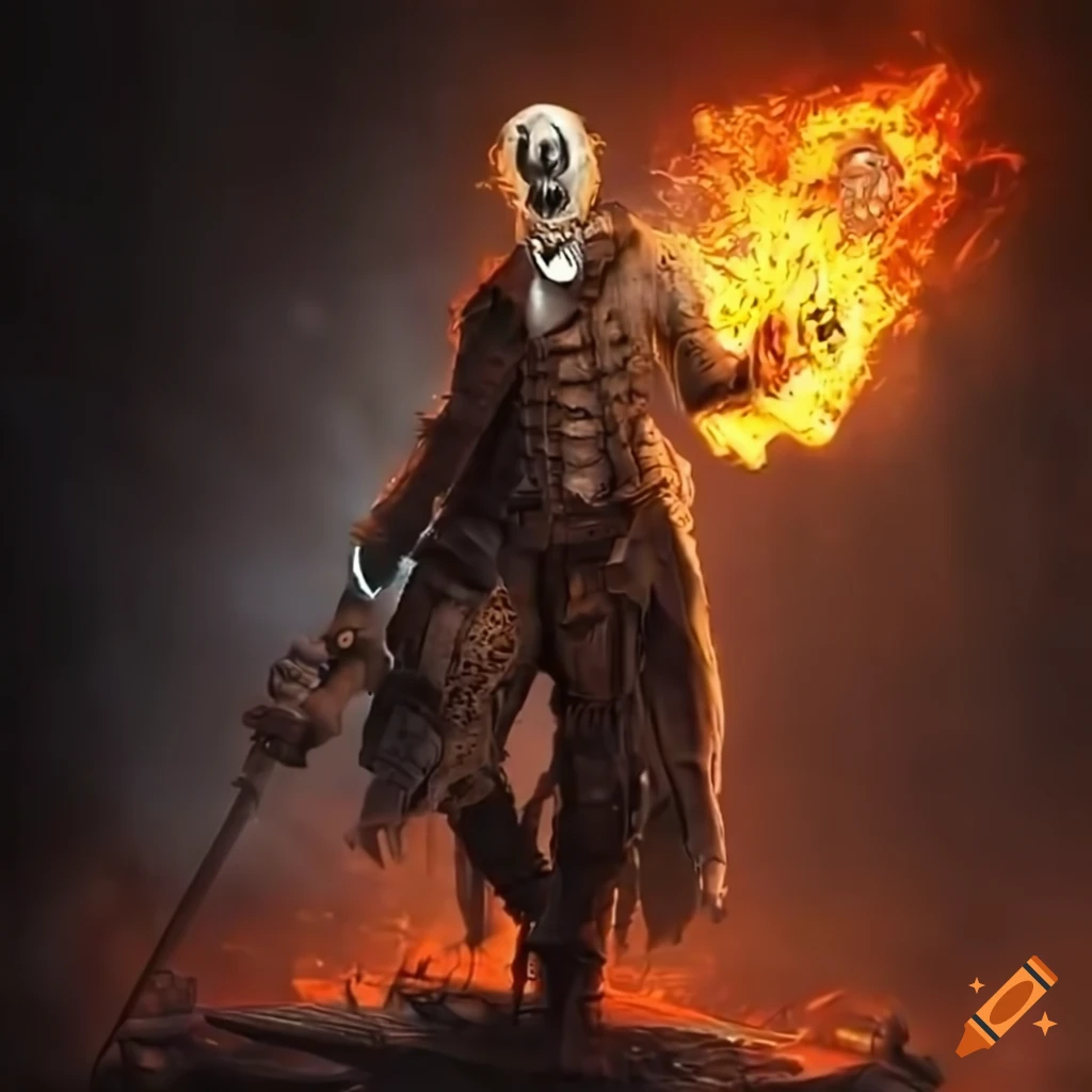 Character design of a steampunk ghost rider