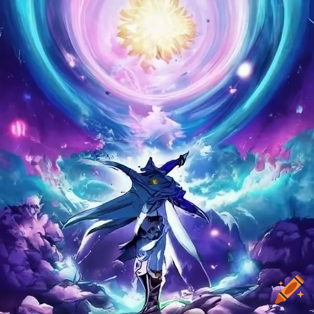 Epic artwork of a divine being descending from the cosmos on Craiyon