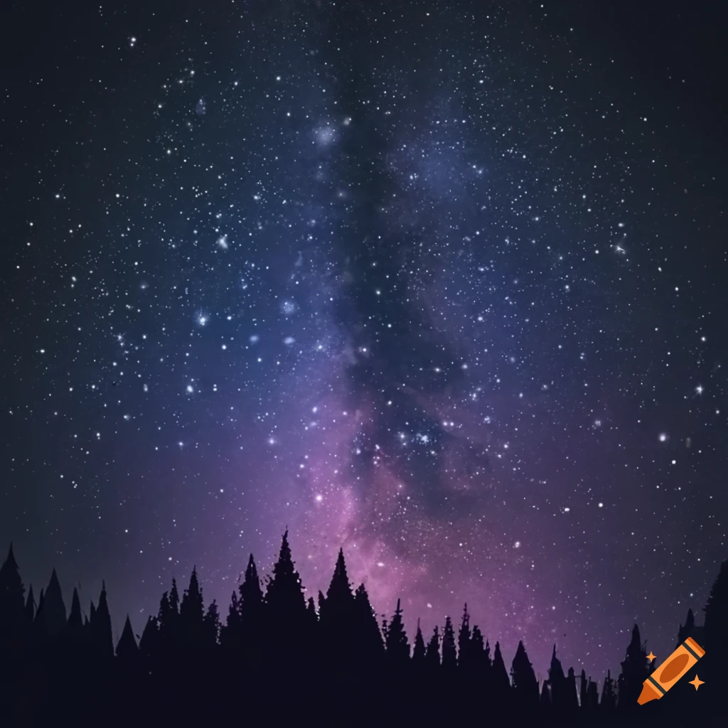 Silver stars in the night sky on Craiyon