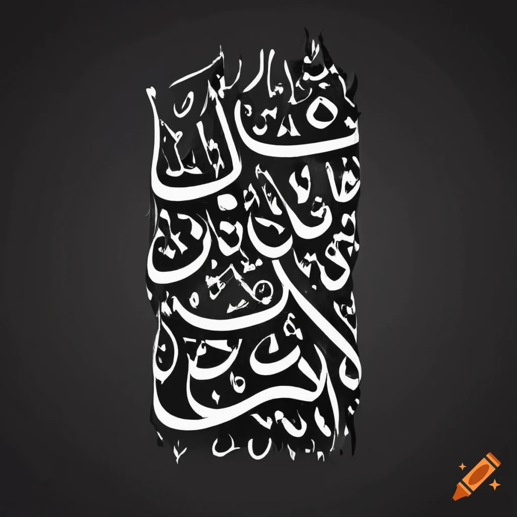 Abstract black and white arabic calligraphy patterns on Craiyon
