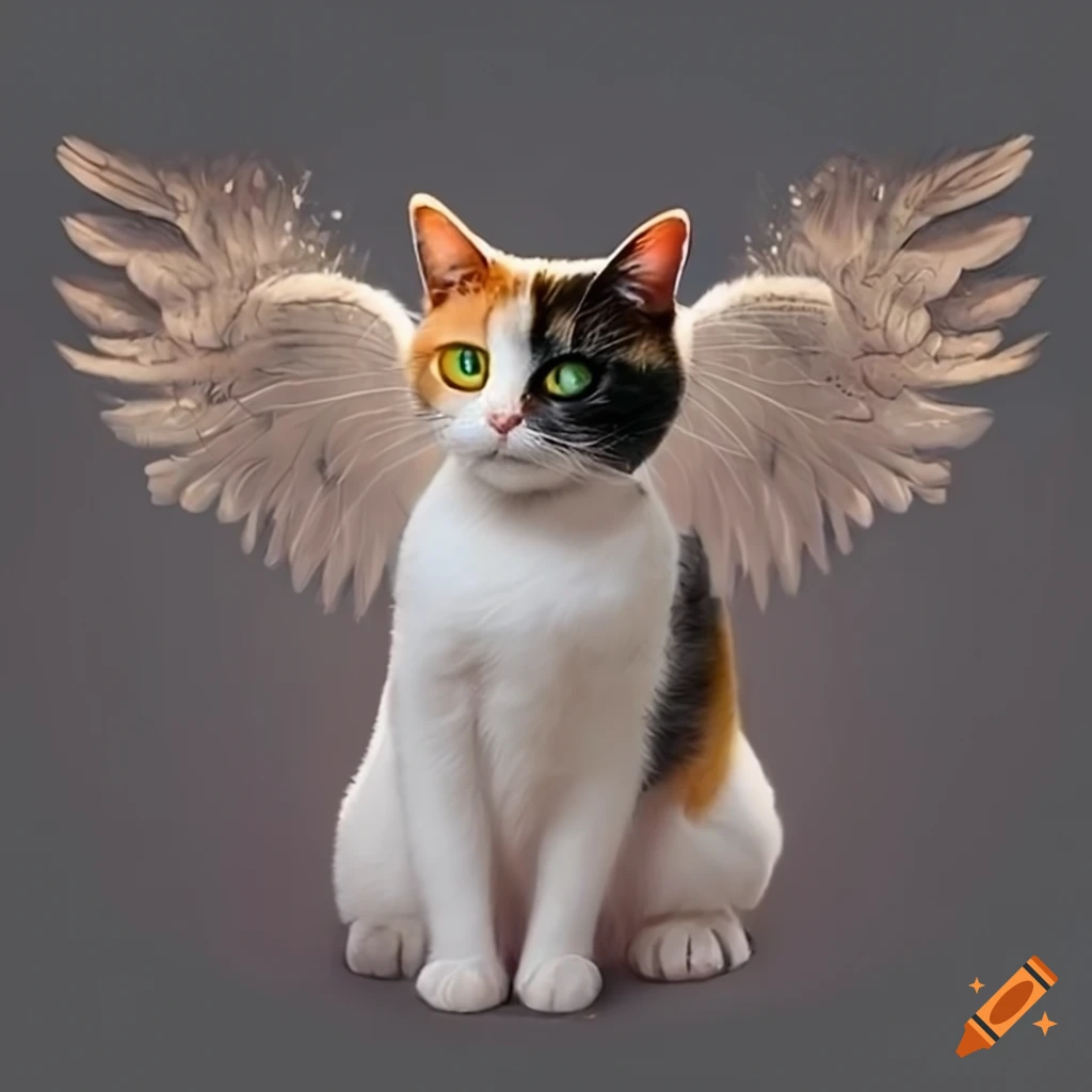 Calico cat with angel wings