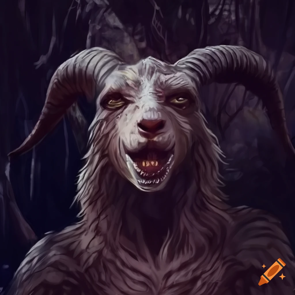 Image of the goatman cryptid in the woods