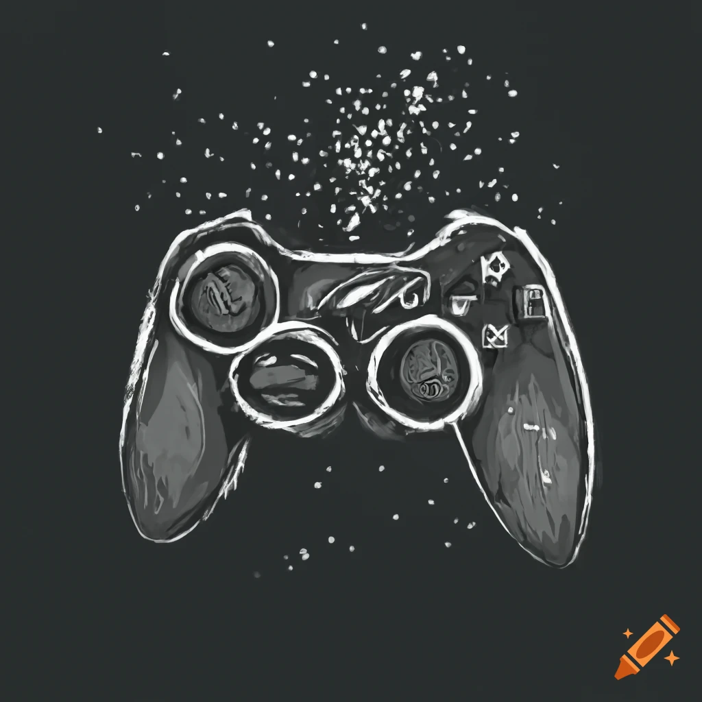 Hand-drawn game controller in chalk style on Craiyon