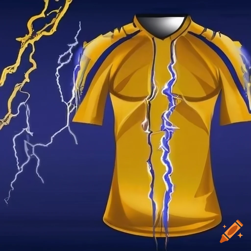 Yellow sports jersey with lightning design