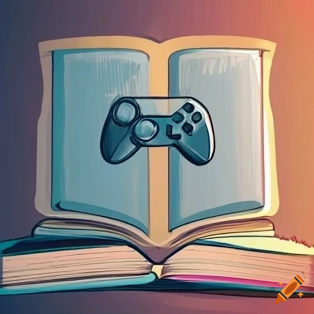 Game controller logo on top of a book