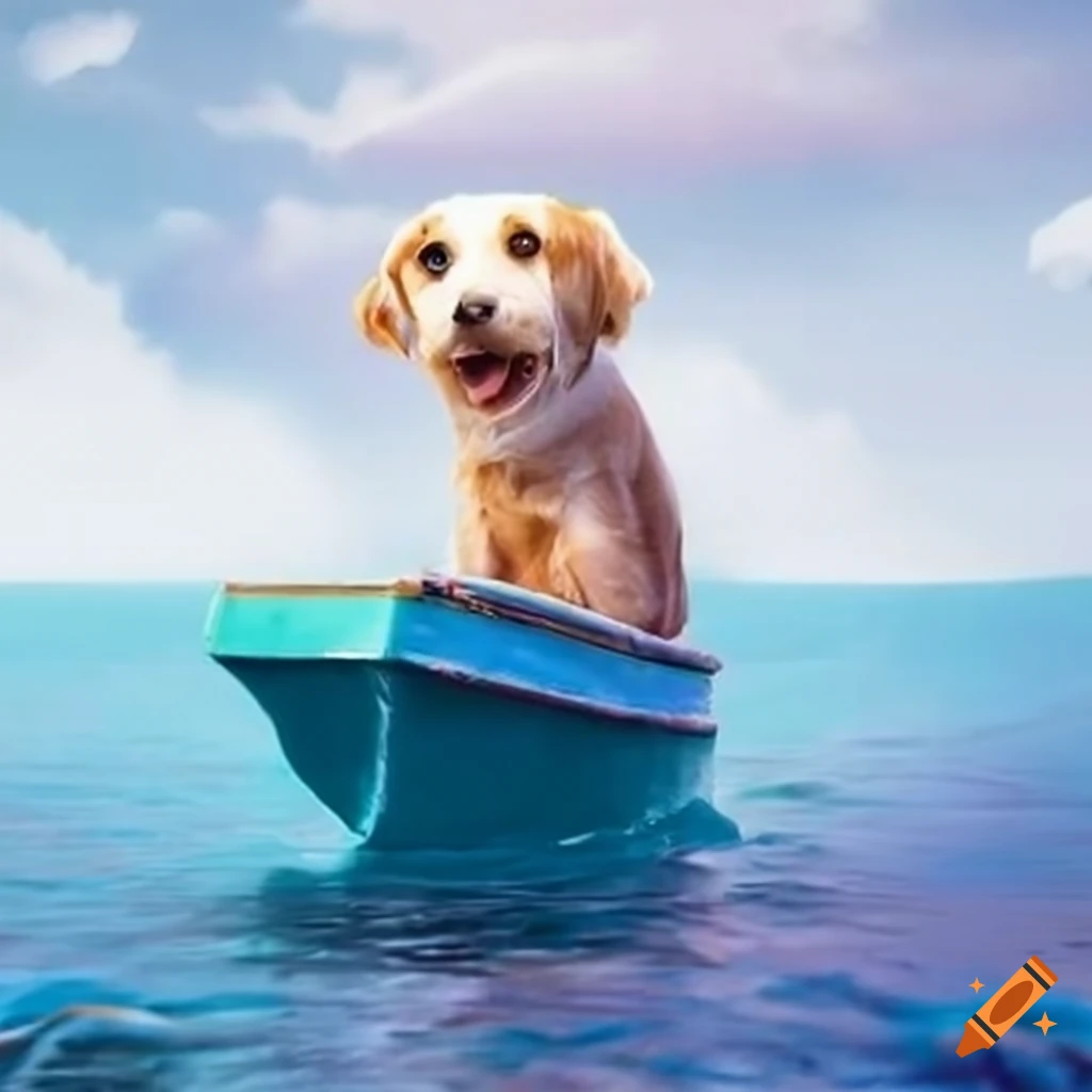 Dog in a boat on Craiyon