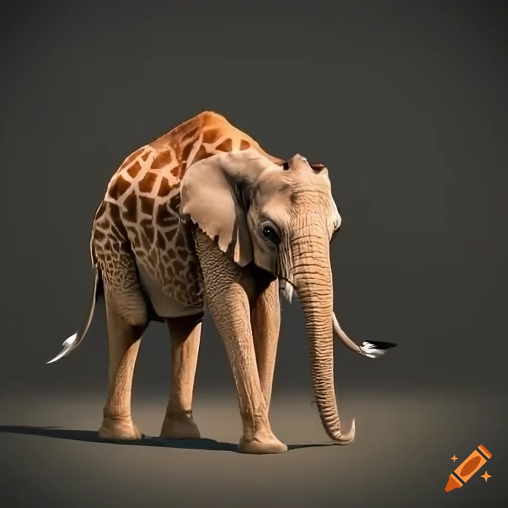 Elephant and giraffe in high definition on Craiyon