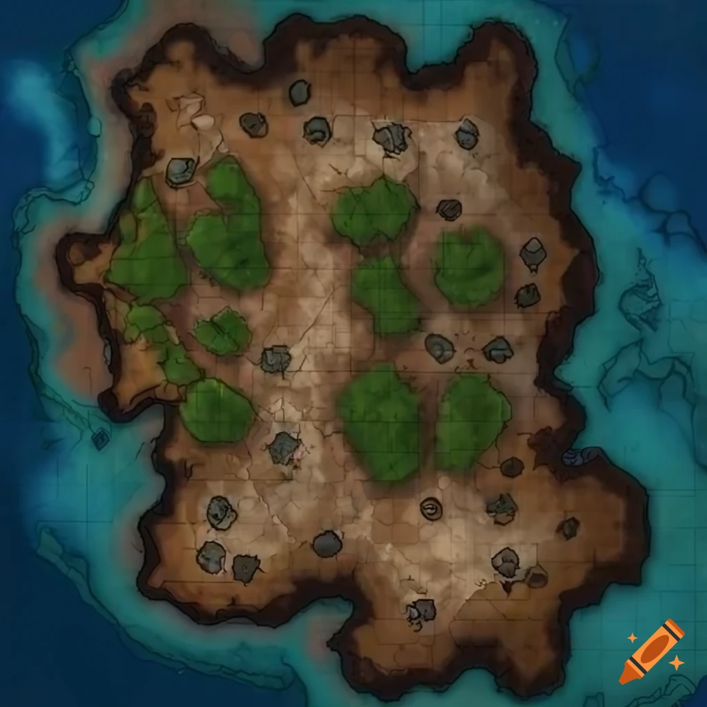 Dungeons and dragons map with boss battle grid on Craiyon