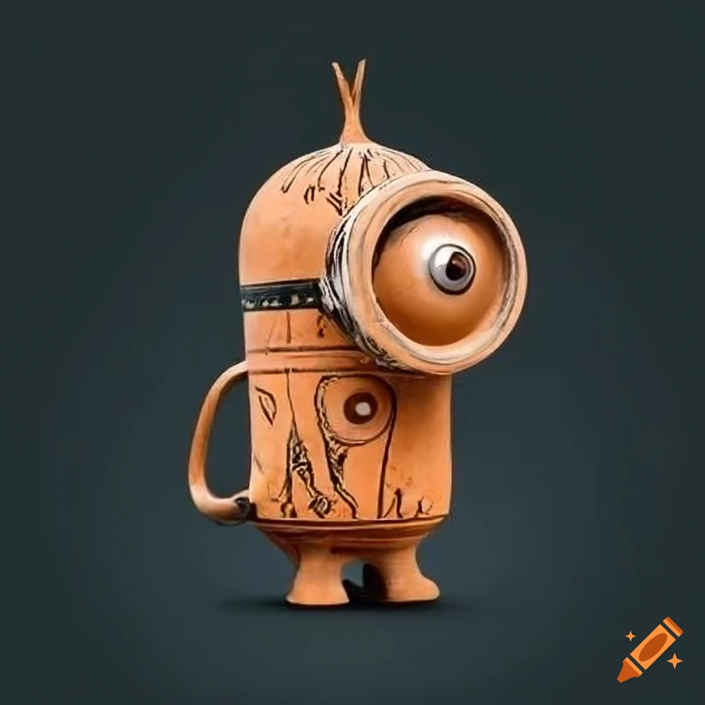 Ancient greek red-figure pottery image of a minion on Craiyon