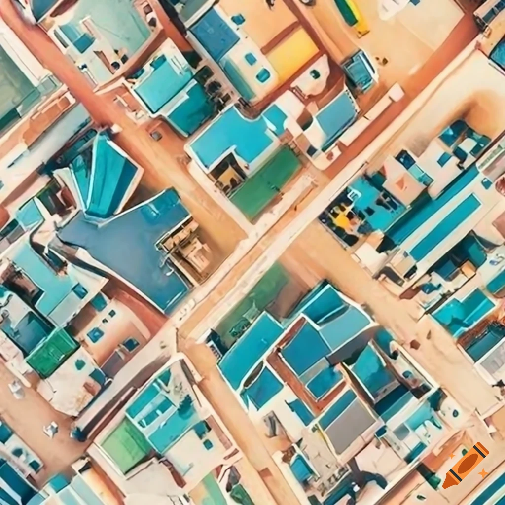 Aerial view of a city map