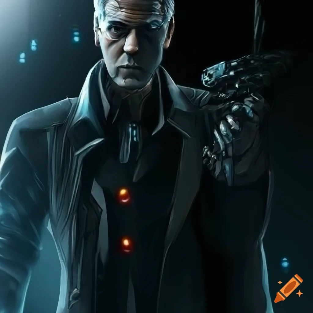 Cyborg George Clooney with cyberpunk style on Craiyon