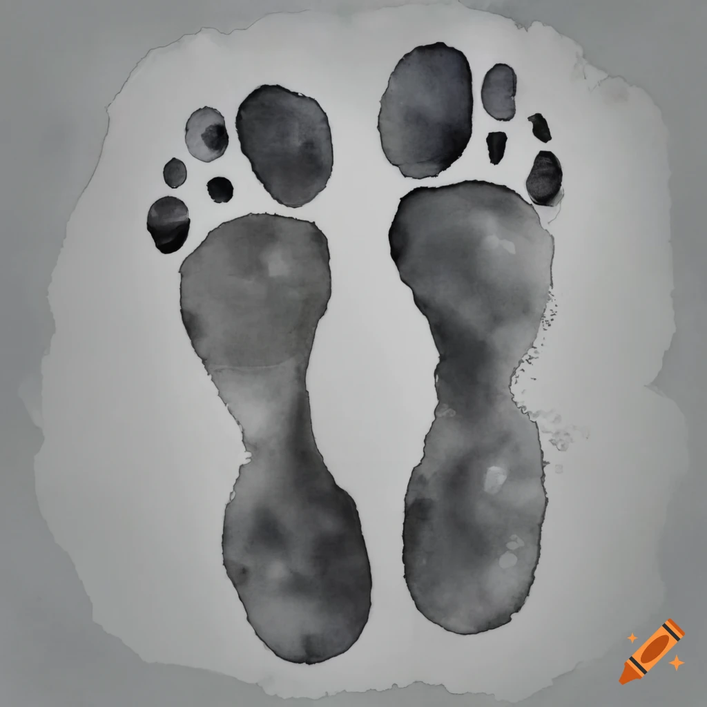 Watercolor painting of footprints
