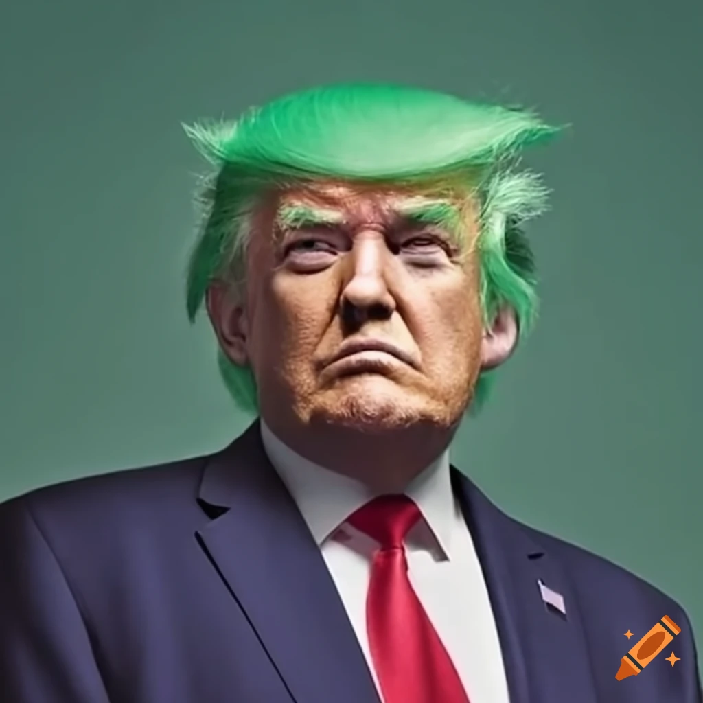 Satirical image of donald trump with green hair on Craiyon