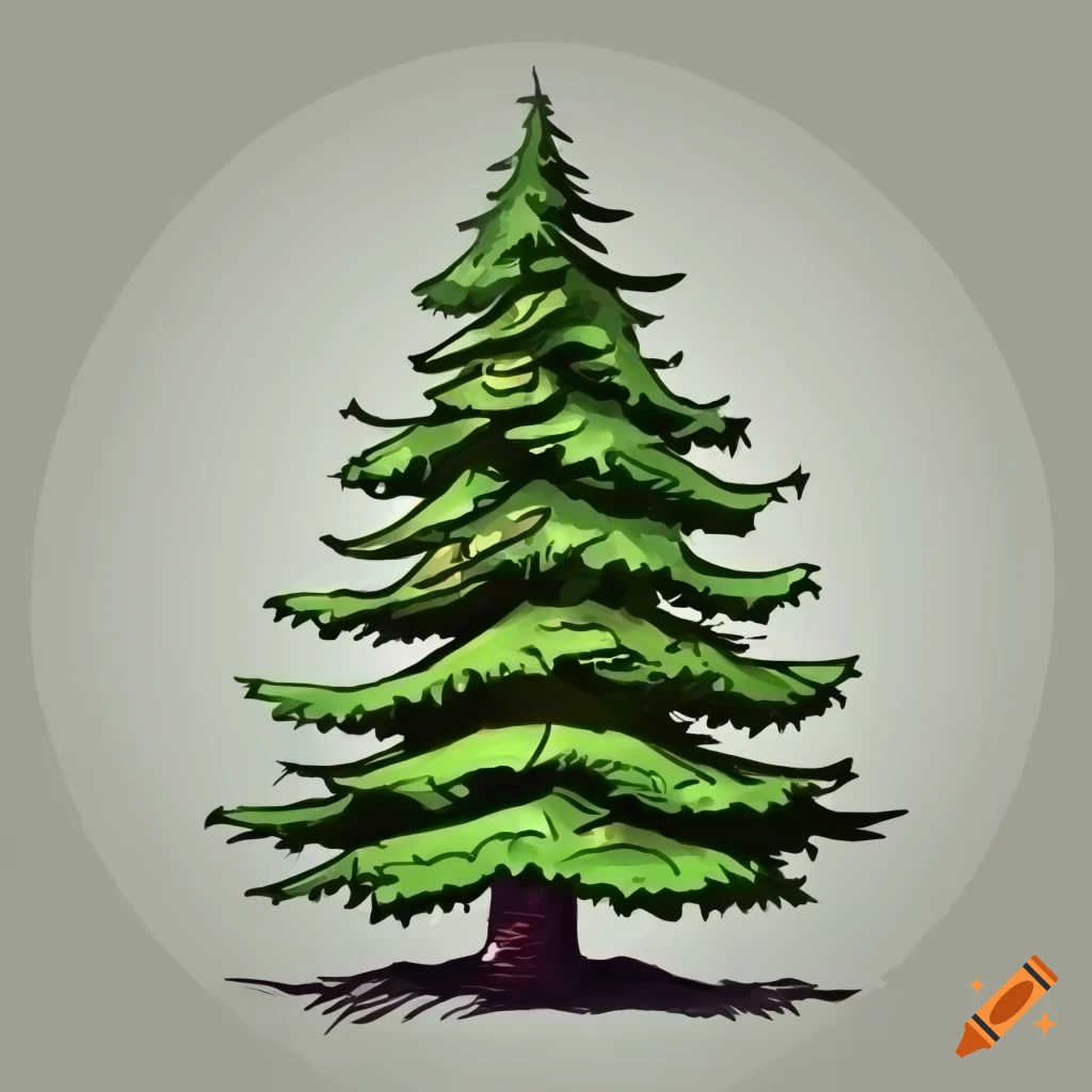 Cartoon drawing of a douglas fir tree
