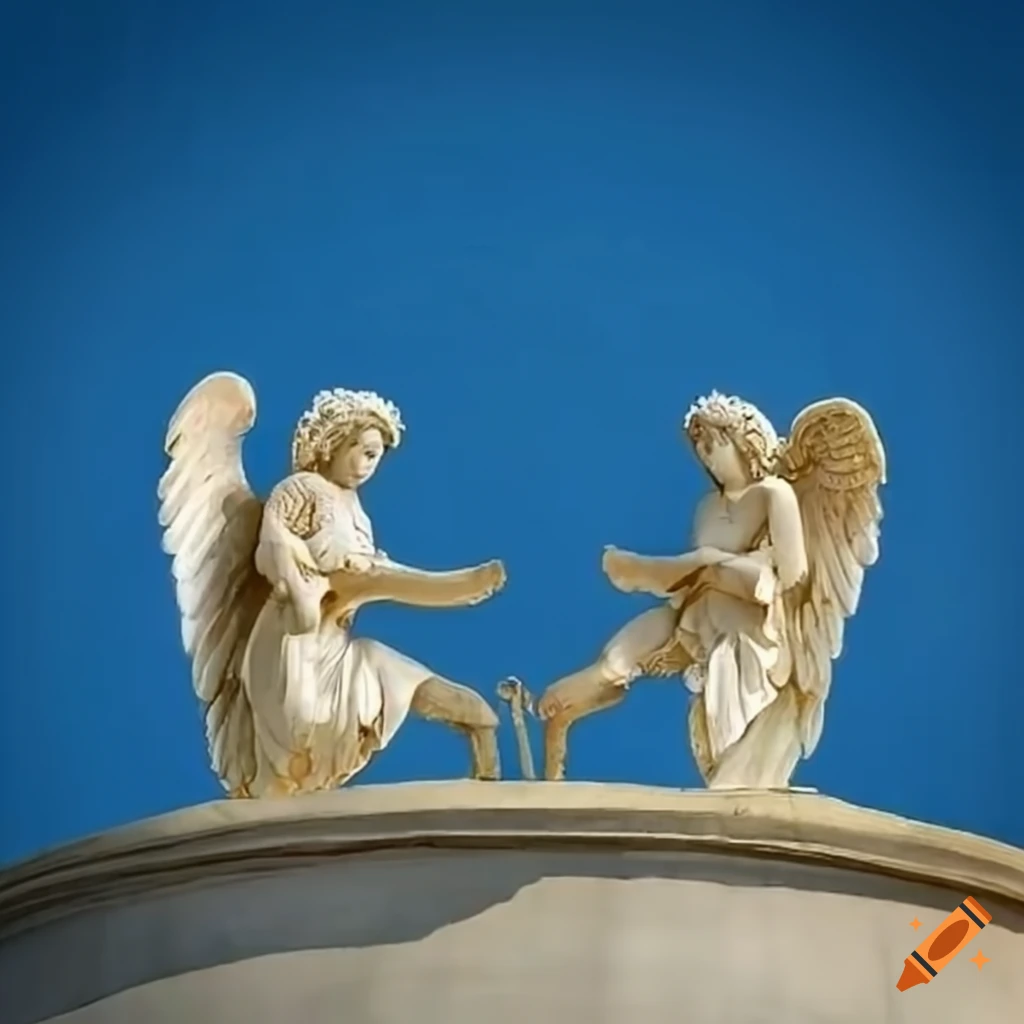 Artistic depiction of jewish angels on the temple of solomon on Craiyon