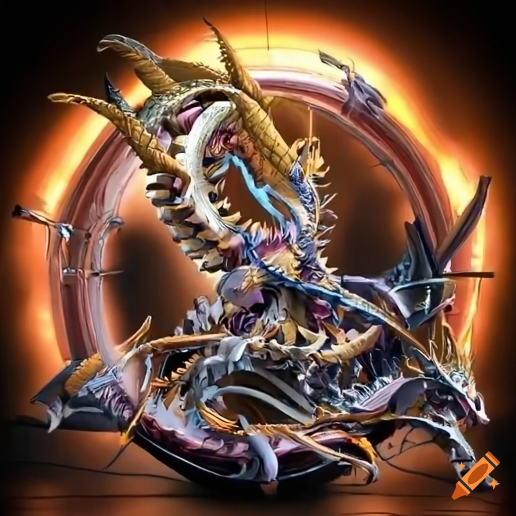 Anime-style mechanical electric dragon in 3d