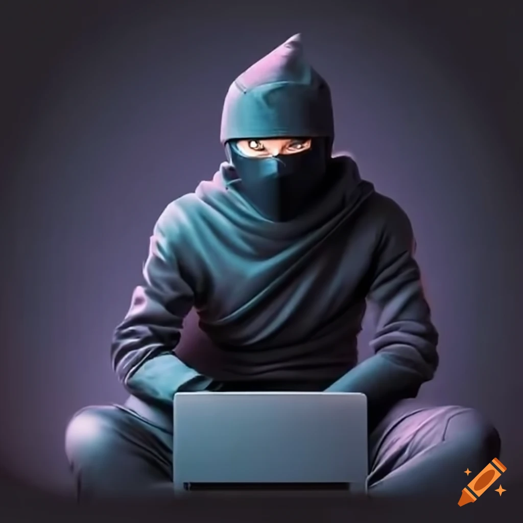 Ninja using a computer on Craiyon