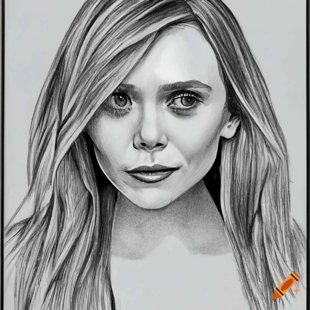 Pencil sketch of elizabeth olsen on Craiyon