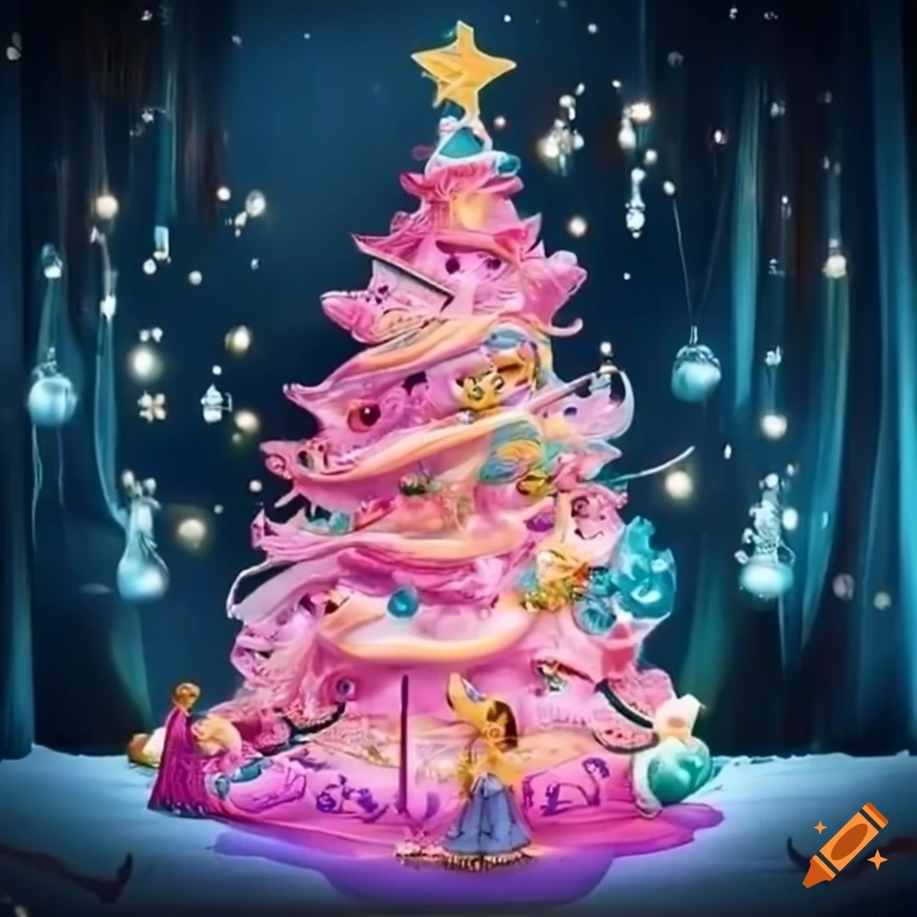 Disney princess christmas tree on Craiyon