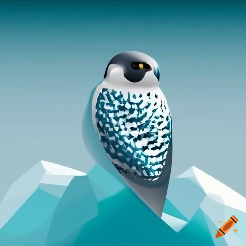Clean and bold logo of an ice falcon on Craiyon