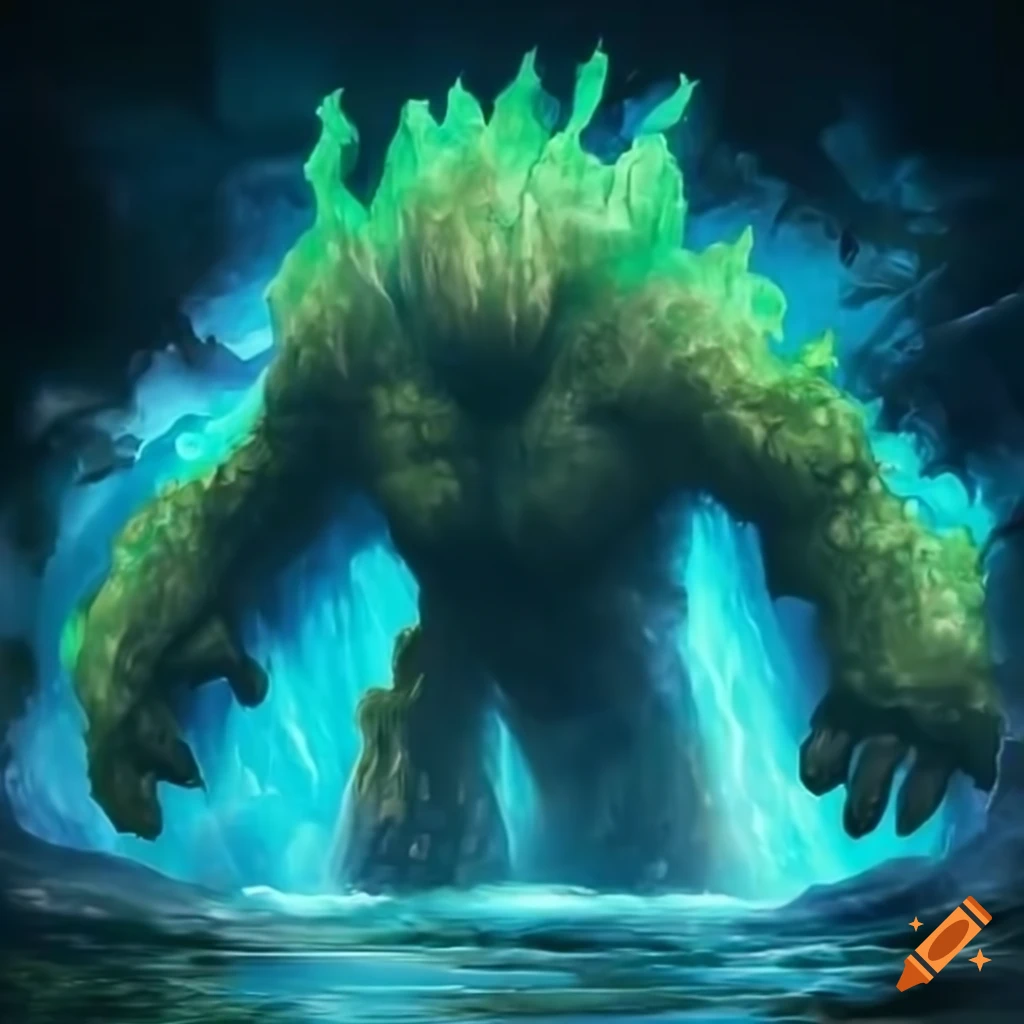 Image of an elemental being in a waterfall