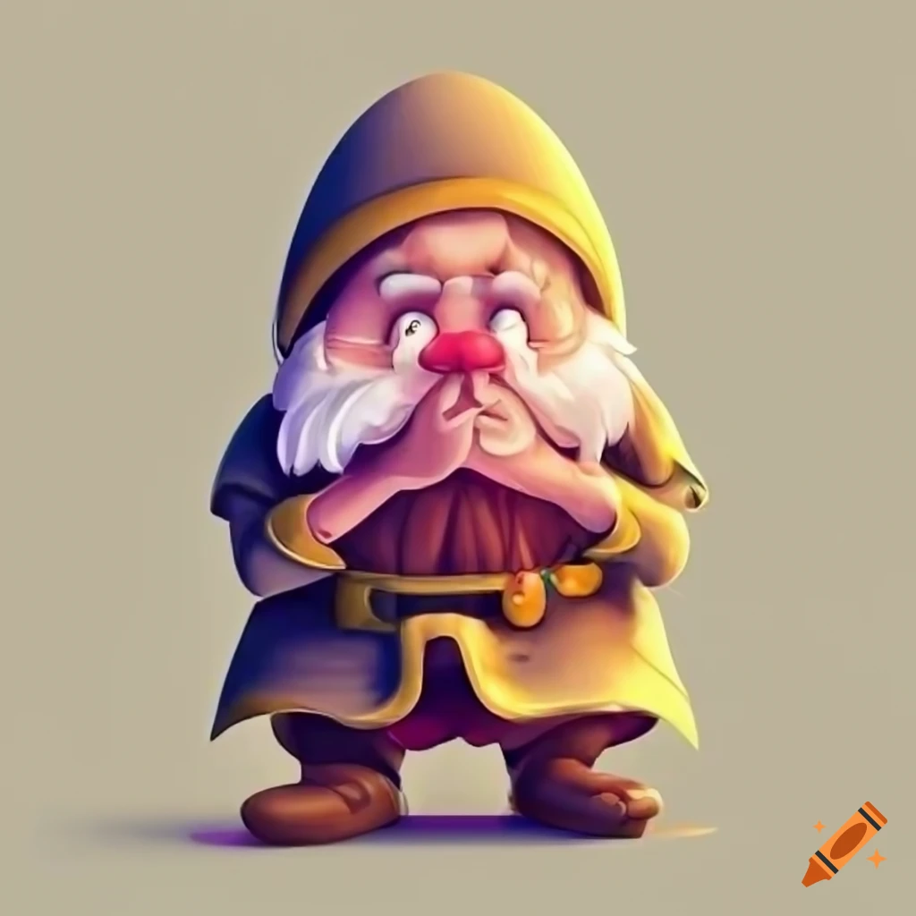 Cartoon dwarf picking his nose