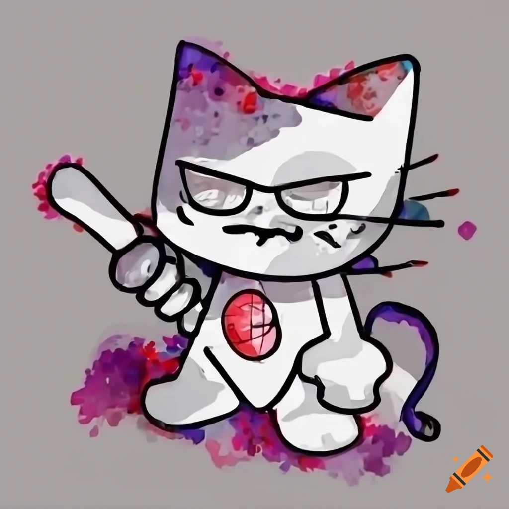 Art of a white cat from the game fnf