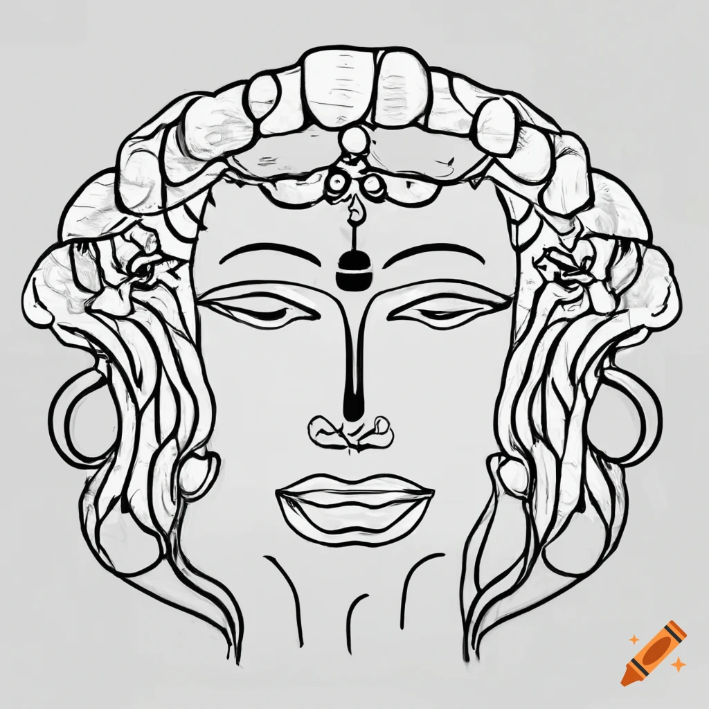 Contour line art of a god figure