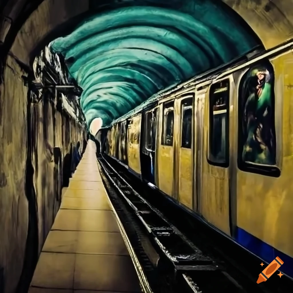 London underground with el greco style on Craiyon