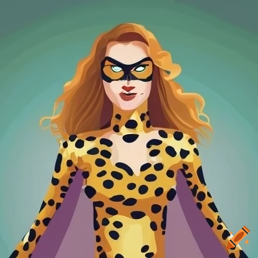 Vector illustration of a cheetah superhero woman