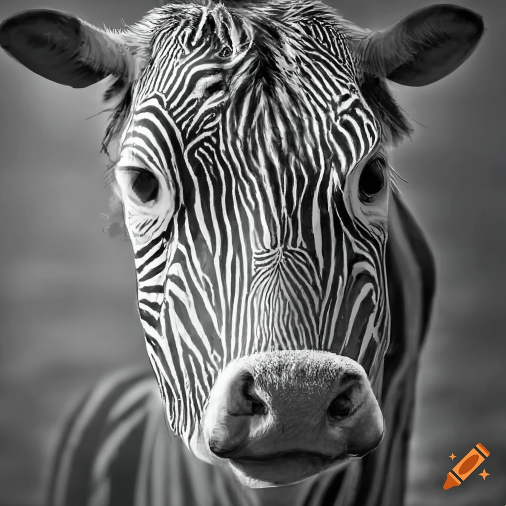 Artistic rendering of a cow with zebra-like stripes